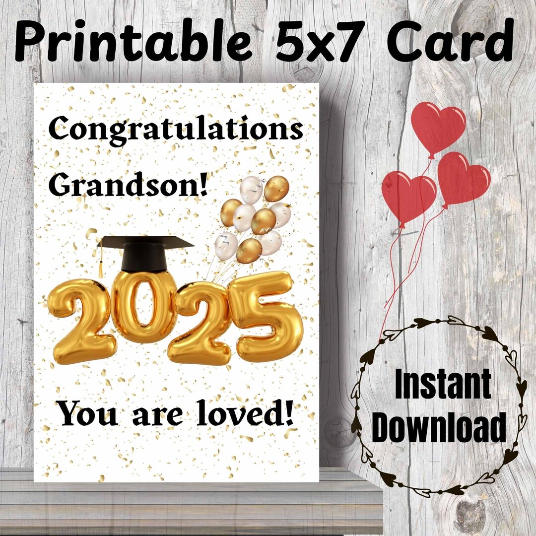 Grandson Graduation Card Printable - Graduation Gift From Grandparents ...