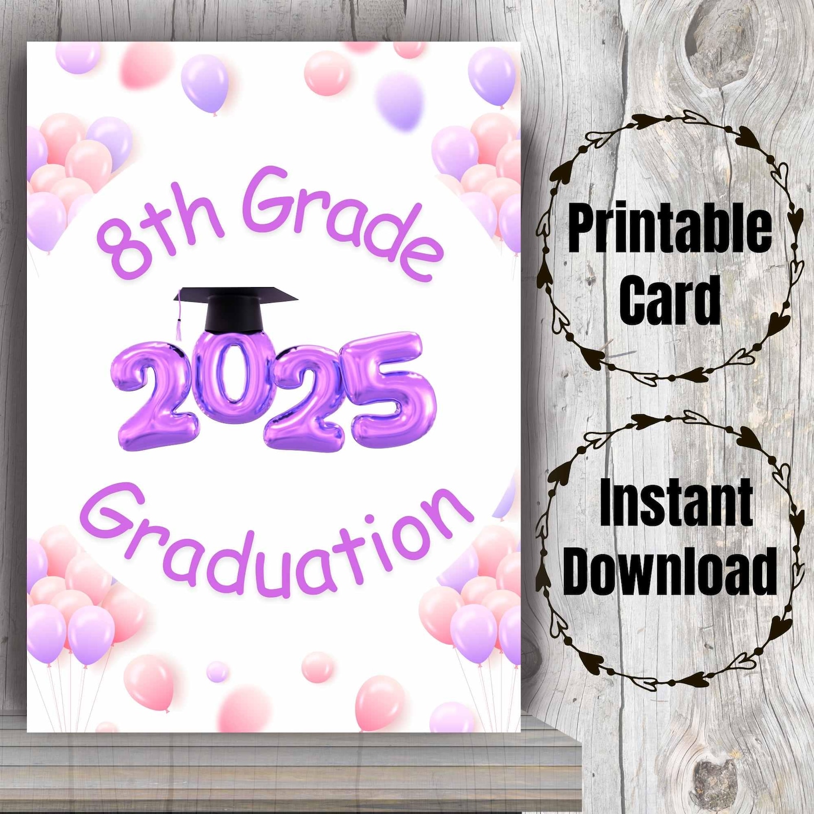 8th Grade Graduation Card Printable Graduation Gift Class of 2025 ...