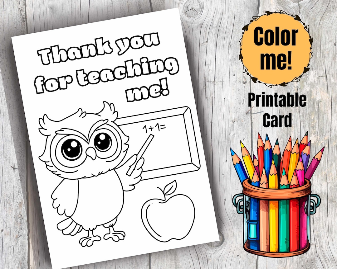 Printable Teacher Card for Coloring Thank You Card for Teacher End of ...
