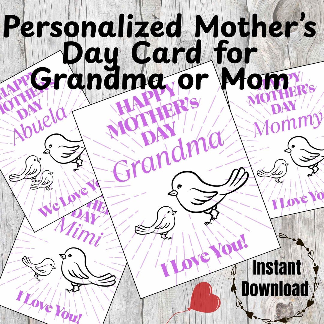 Personalized Mother’s Day Card - Printable Card for Grandma or Mom ...
