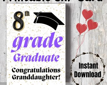 8th Grade Graduation Card Printable Graduation Gift Class of 2025 ...
