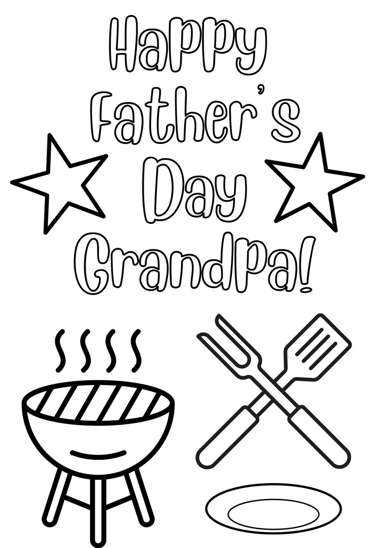 Grandpa Father's Day Coloring Card: BBQ Theme (PDF) - Etsy Australia