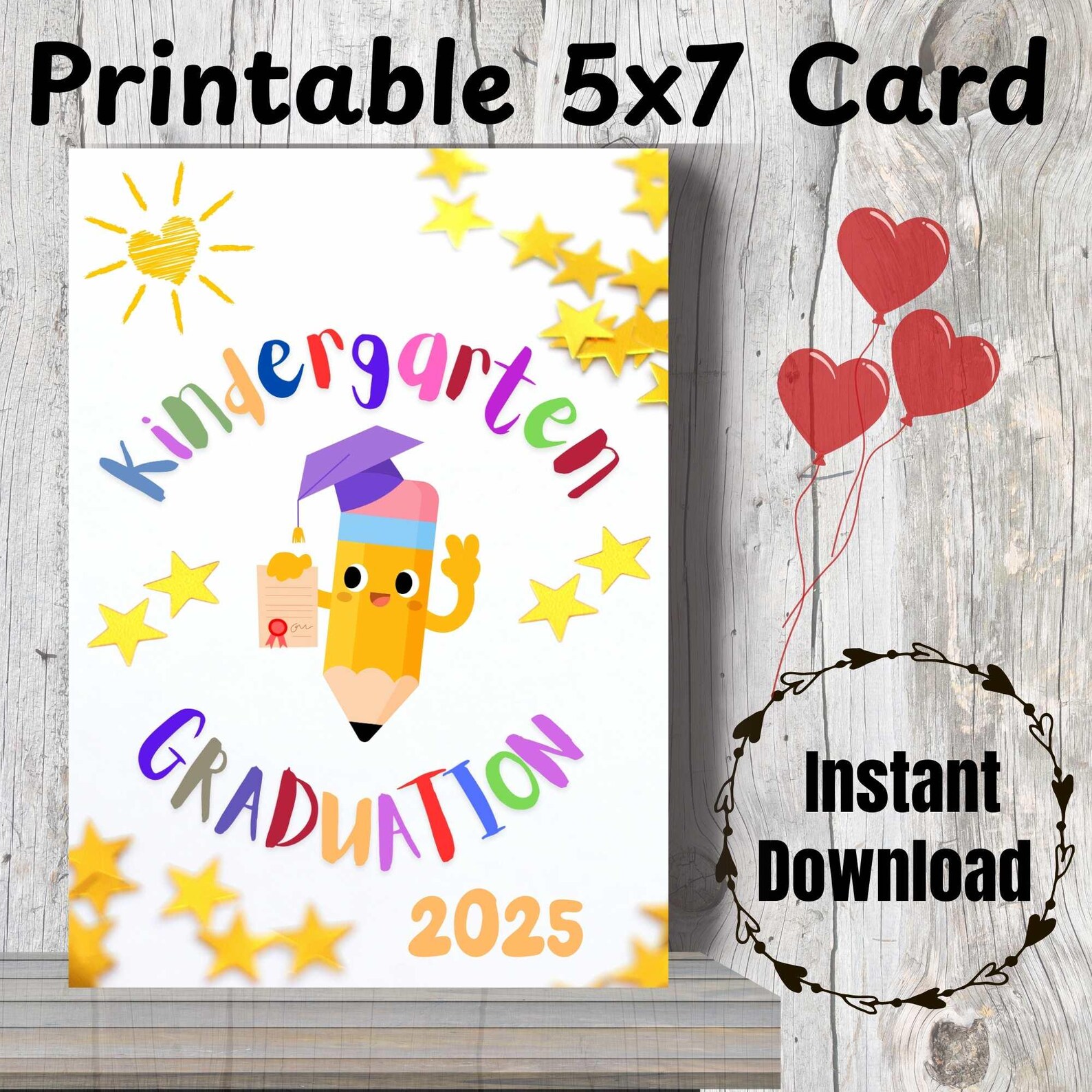 Kindergarten Graduation Card – Cute Pencil Design for Kids - Colorful ...