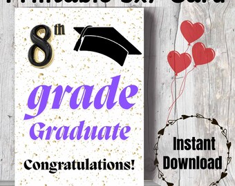 8th Grade Graduation Granddaughter Card Printable Graduation Gift Class ...