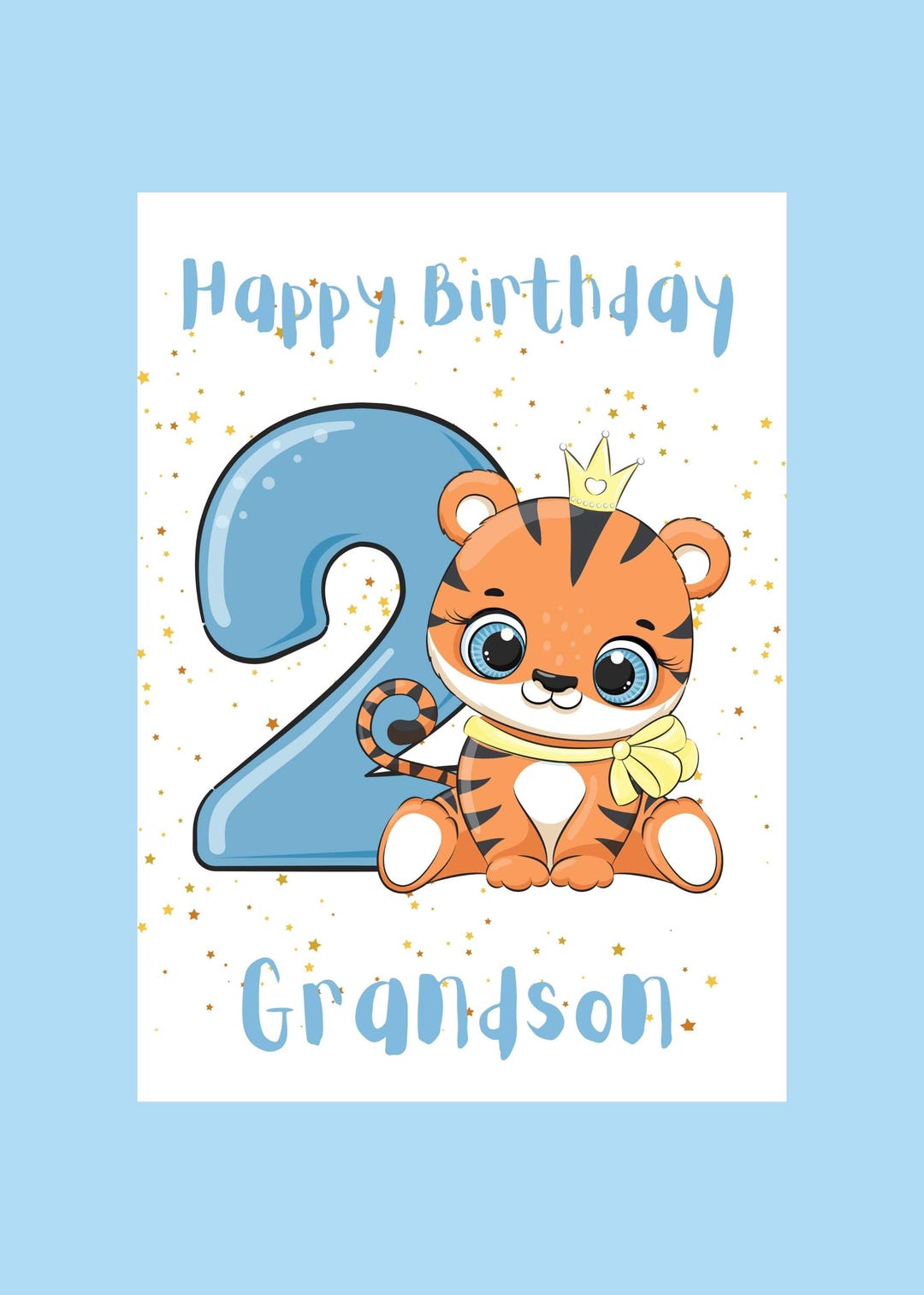 Grandson 2nd Birthday Card - Printable Happy Birthday Card for 2 Year ...