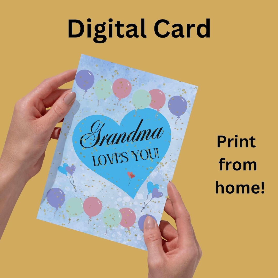 Printable Card From Grandma - Grandma Loves You Card - DIGITAL CARD ...