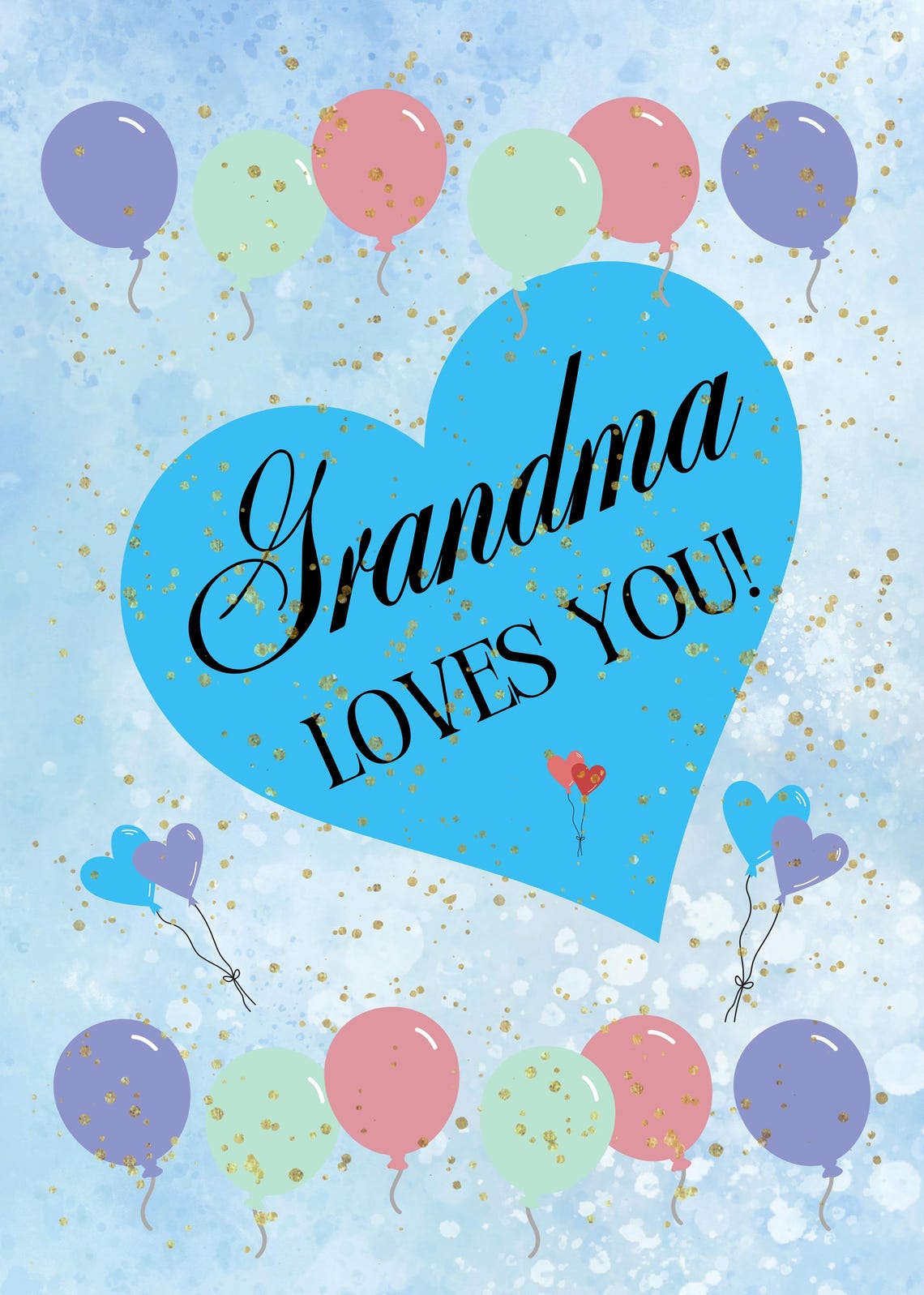 Printable Card From Grandma - Grandma Loves You Card - DIGITAL CARD ...
