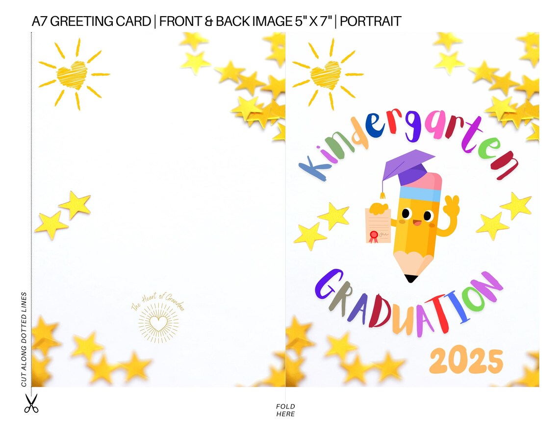 Kindergarten Graduation Card – Cute Pencil Design for Kids - Colorful ...