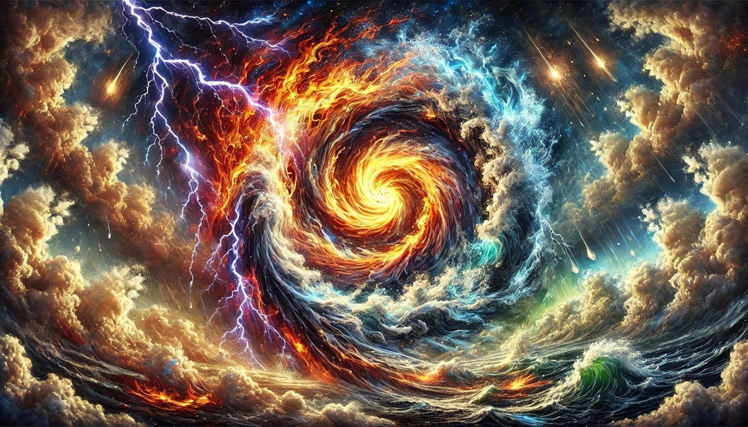 Fire Meets Water - Elemental Art Design - Etsy