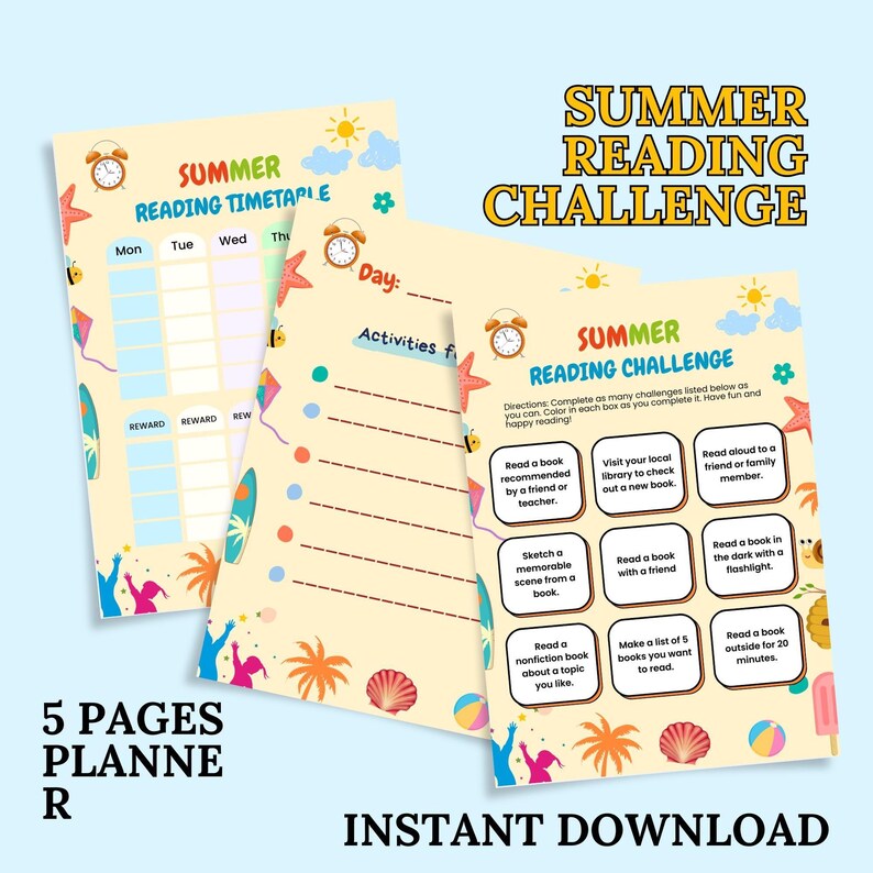Summer Reading Challenge | Printable Reading Challenge | Kids Activity ...