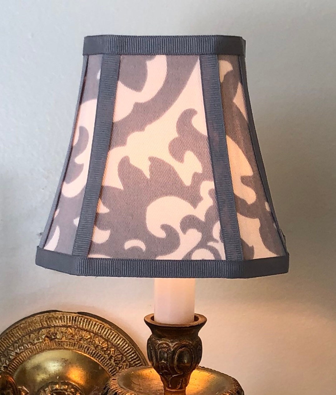 Grey and White Iconic Patterned Chandelier Shade, Lamp Shade, Lampshade ...