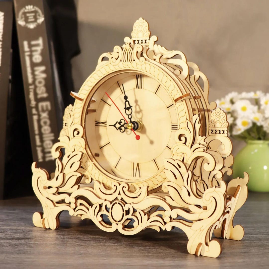 3D Wooden Puzzle Clock – DIY Desktop Clock Model Kit, Architectural ...