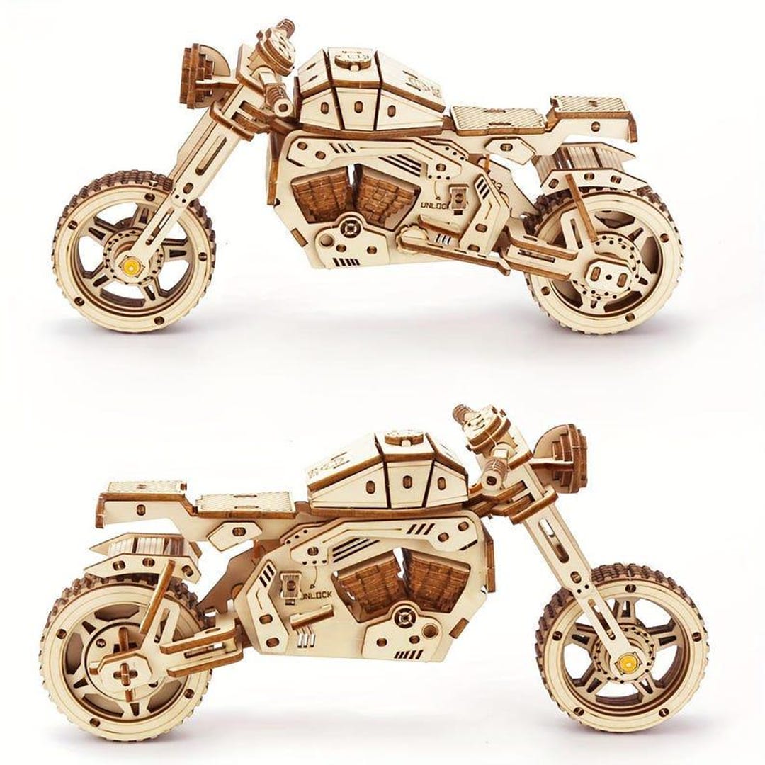 3D Wooden Motorcycle Puzzle Kit – Handmade Craft Model, Unique Gift for ...