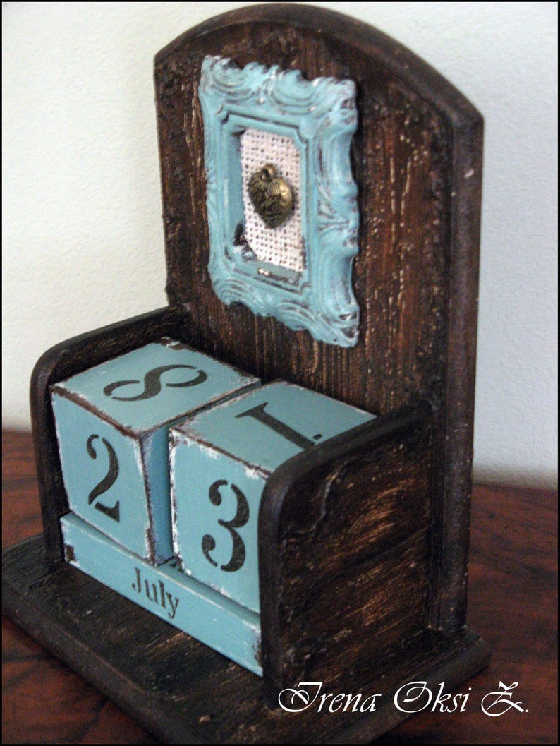 Rustic Wooden Block Eternal Calendar – Perpetual Desk Decor - Etsy
