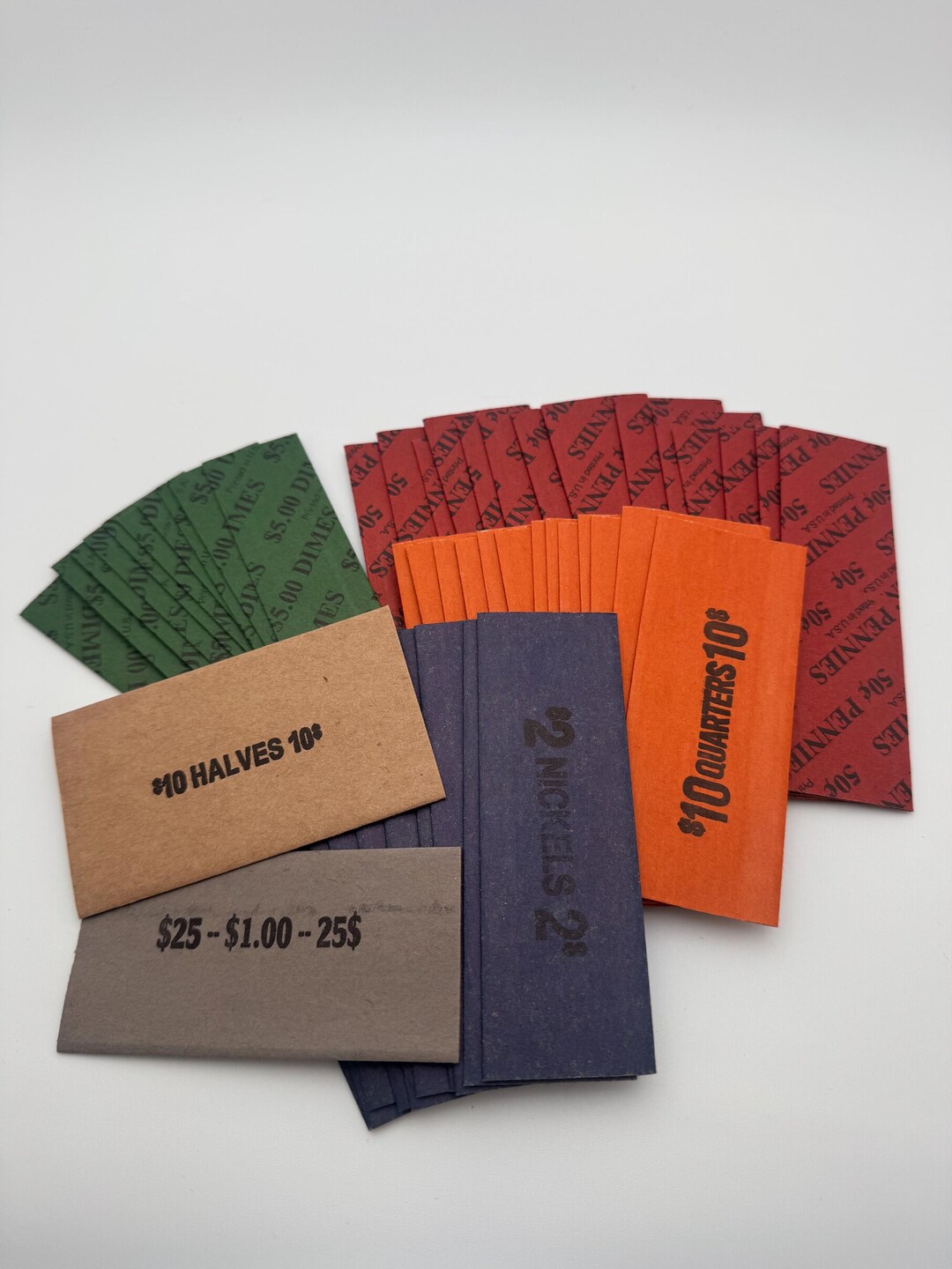 50 Assorted Coin Roll Wrappers - Pennies, Nickels, Dimes, Quarters ...