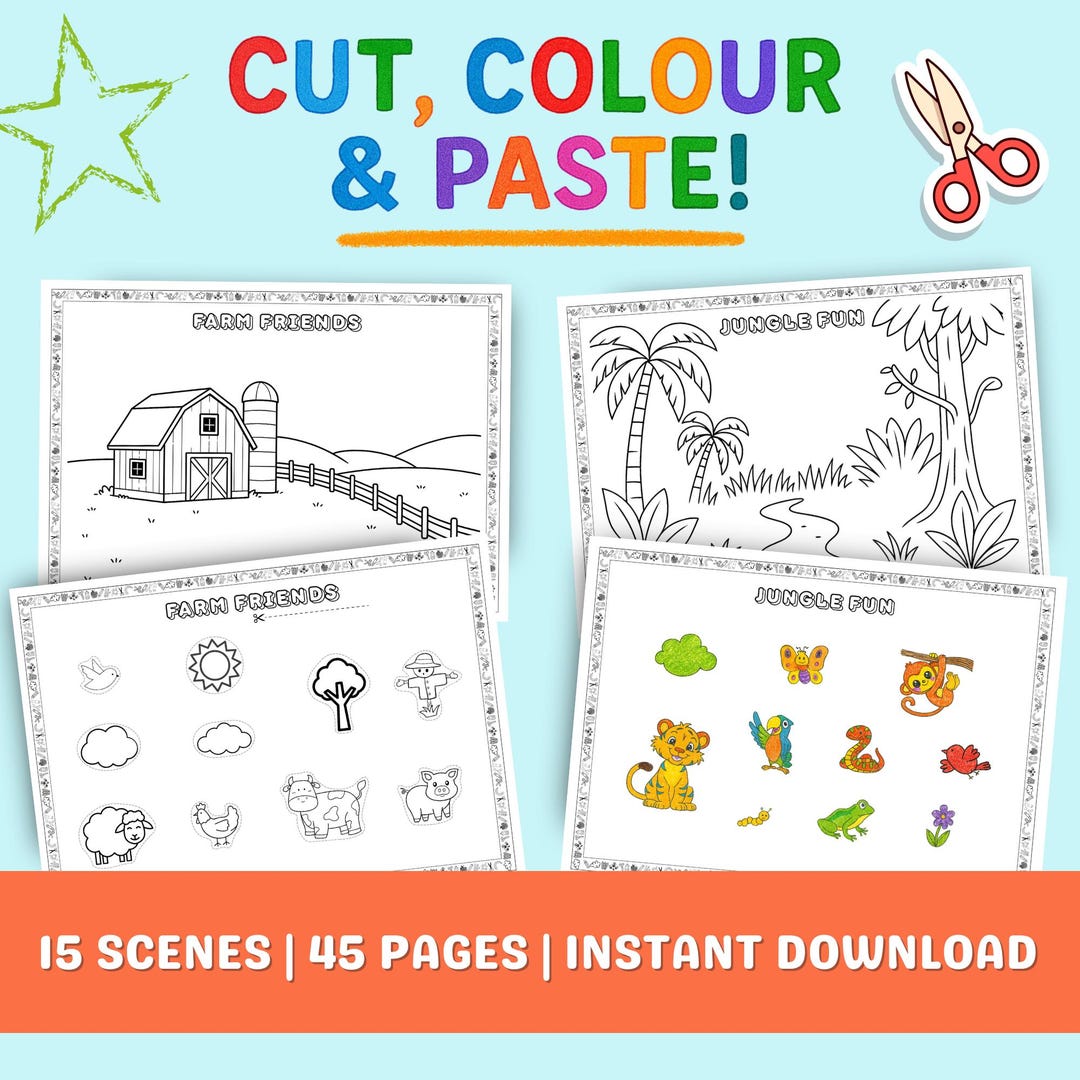 Cut & Paste Coloring Pages for Kids – Printable Crafts | Fun DIY ...