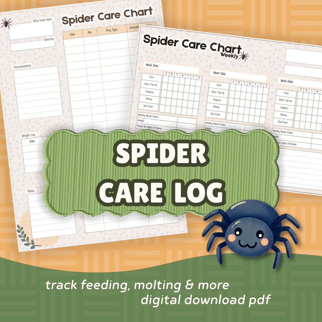 Spider Care Chart - Instant Download - Digital A4 PDF - Etsy