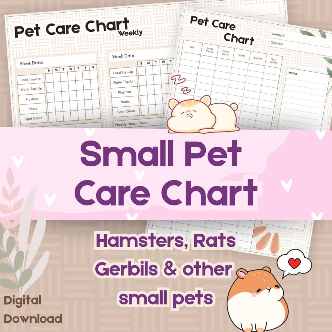 Hamster / Gerbil Care Chart - Small Pet / Rodent Pet Tracker - Digital ...