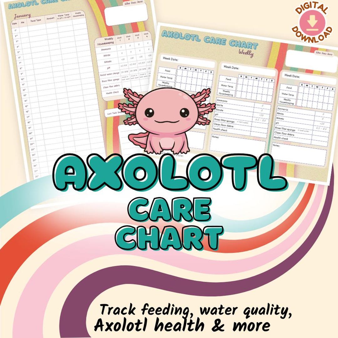 Axolotl Care Chart - Track Feeding, Water Quality & More - Etsy