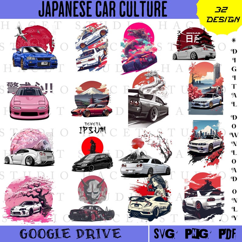 Japanese Car Culture SVG Bundle, 32 Design, Instant Digital Download ...