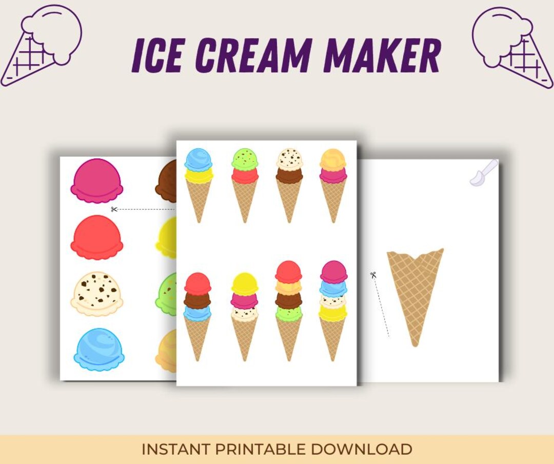 Ice Cream Builder Activity, Ice Cream Shop, Preschool Pattern Learning ...
