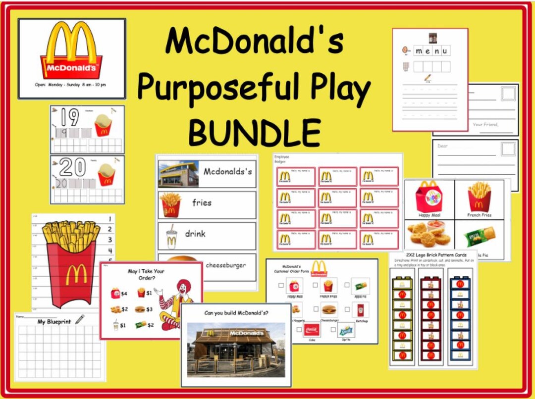 Mcdonald's Restaurant Purposeful Play-based Learning Activities ...