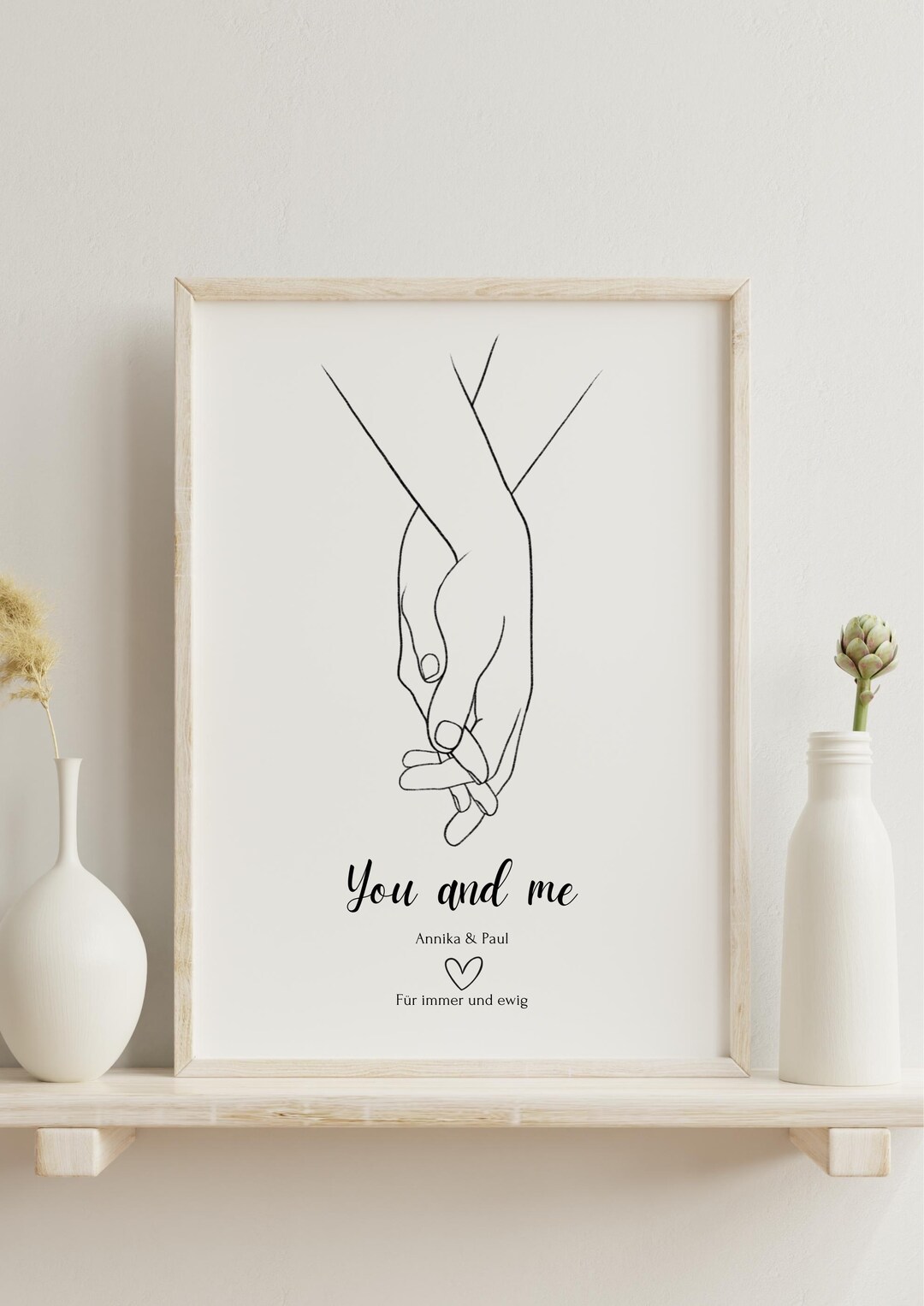 Personalized Poster: Two Hands Holding Hand – With Individual Names for ...