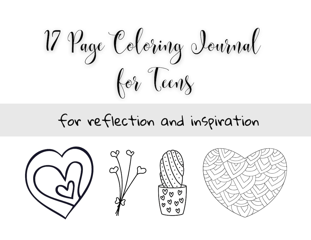 17 Page Teen Self-discovery Coloring Journal- for Reflection and ...