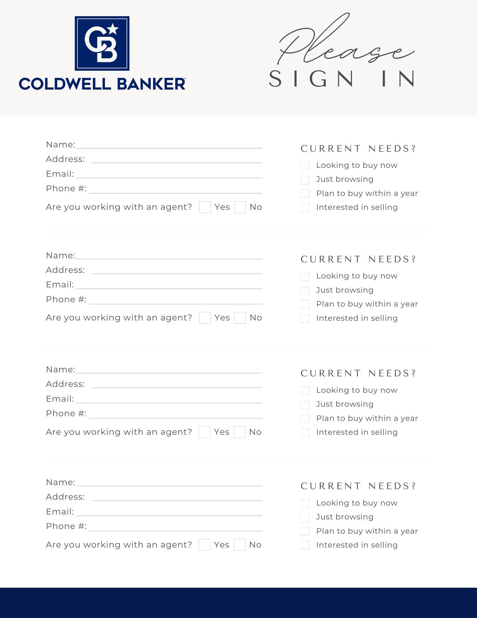 Coldwell Banker Open House Sign-in Sheet - Etsy