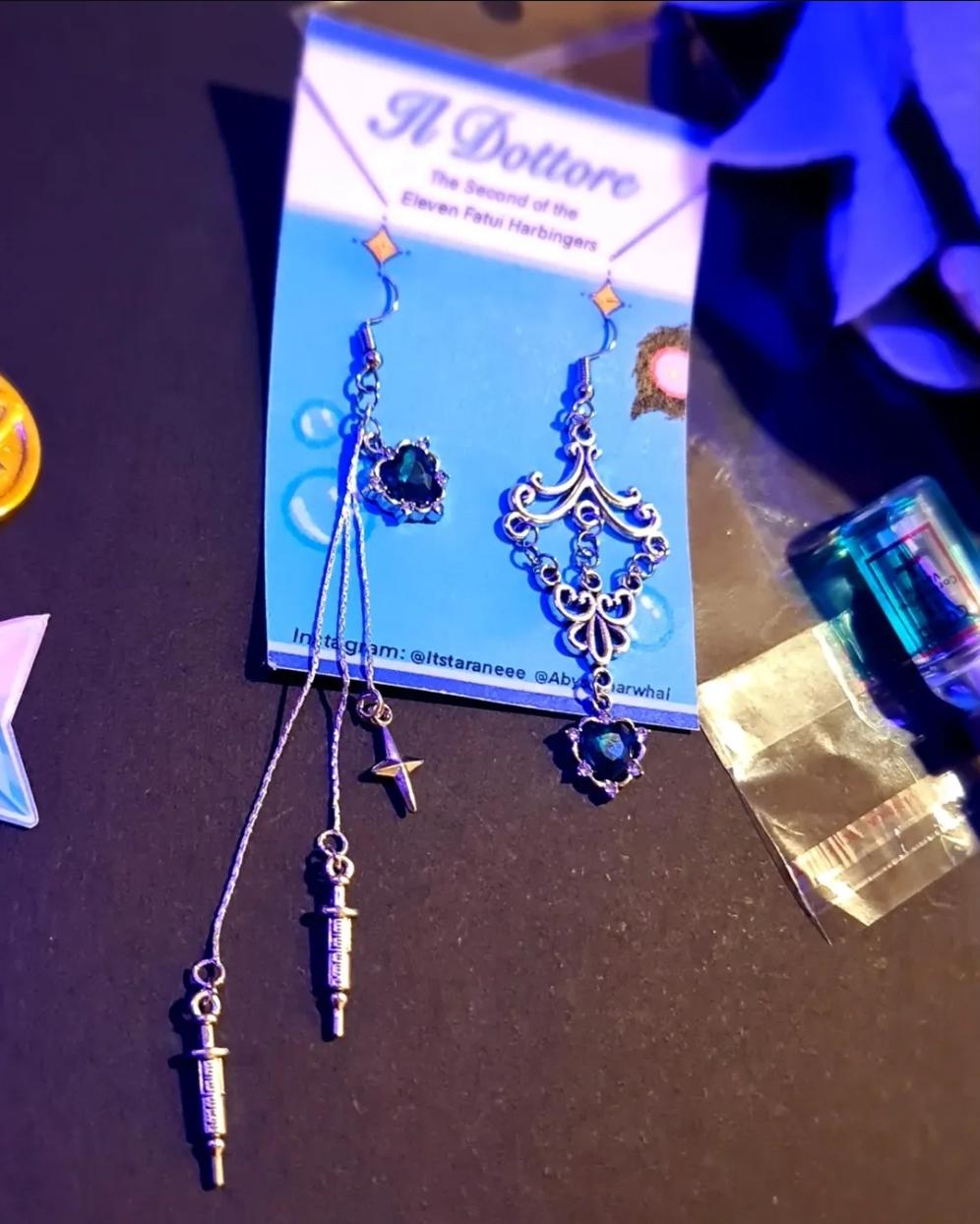Il Dottore Inspired Earrings From Genshin Impact Video Game - Etsy