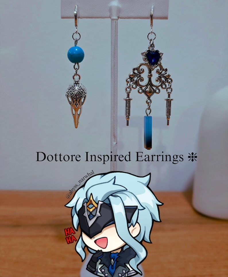 Il Dottore Inspired Earrings From Genshin Impact Video Game - Etsy