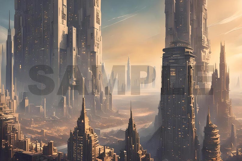 Towering Metropolis – Sci-fi Cityscape Wall Art | Futuristic ...
