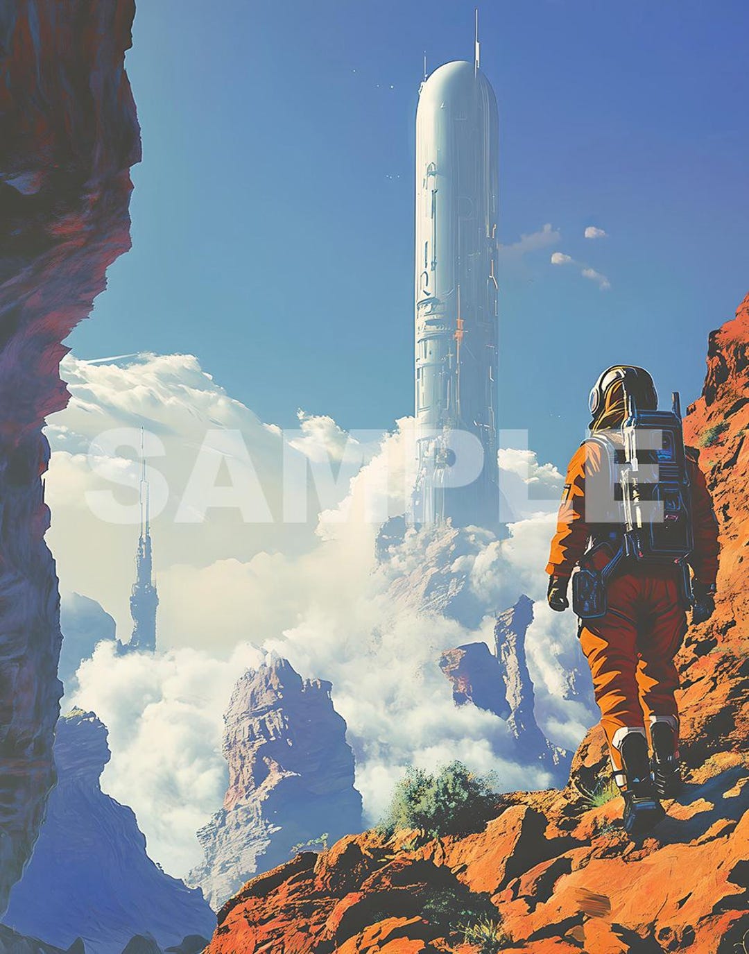 Alien Beacon – Digital Sci-fi Wall Art | Astronaut Print for Futuristic ...