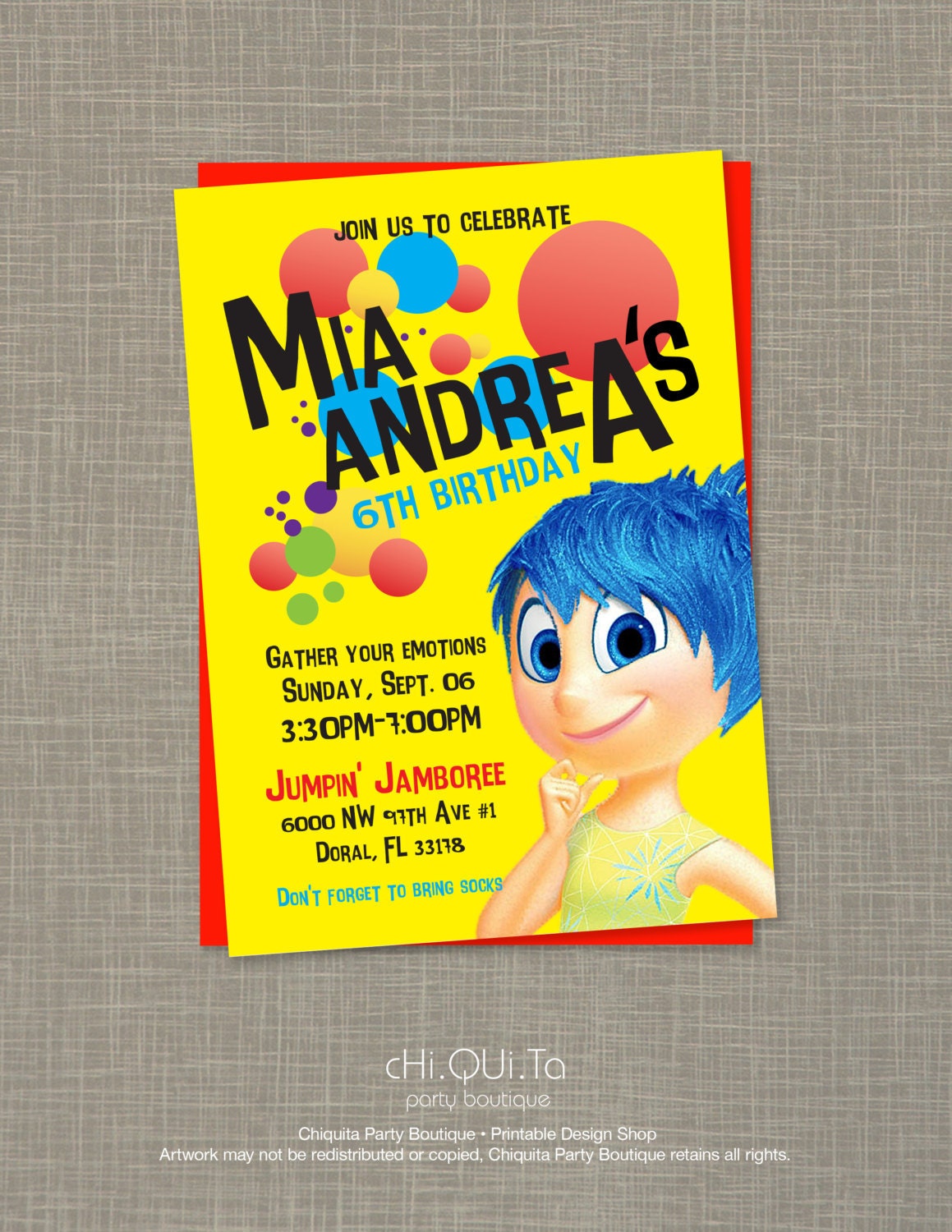 Printable Inside Out Invitation Card (PDF) - Etsy