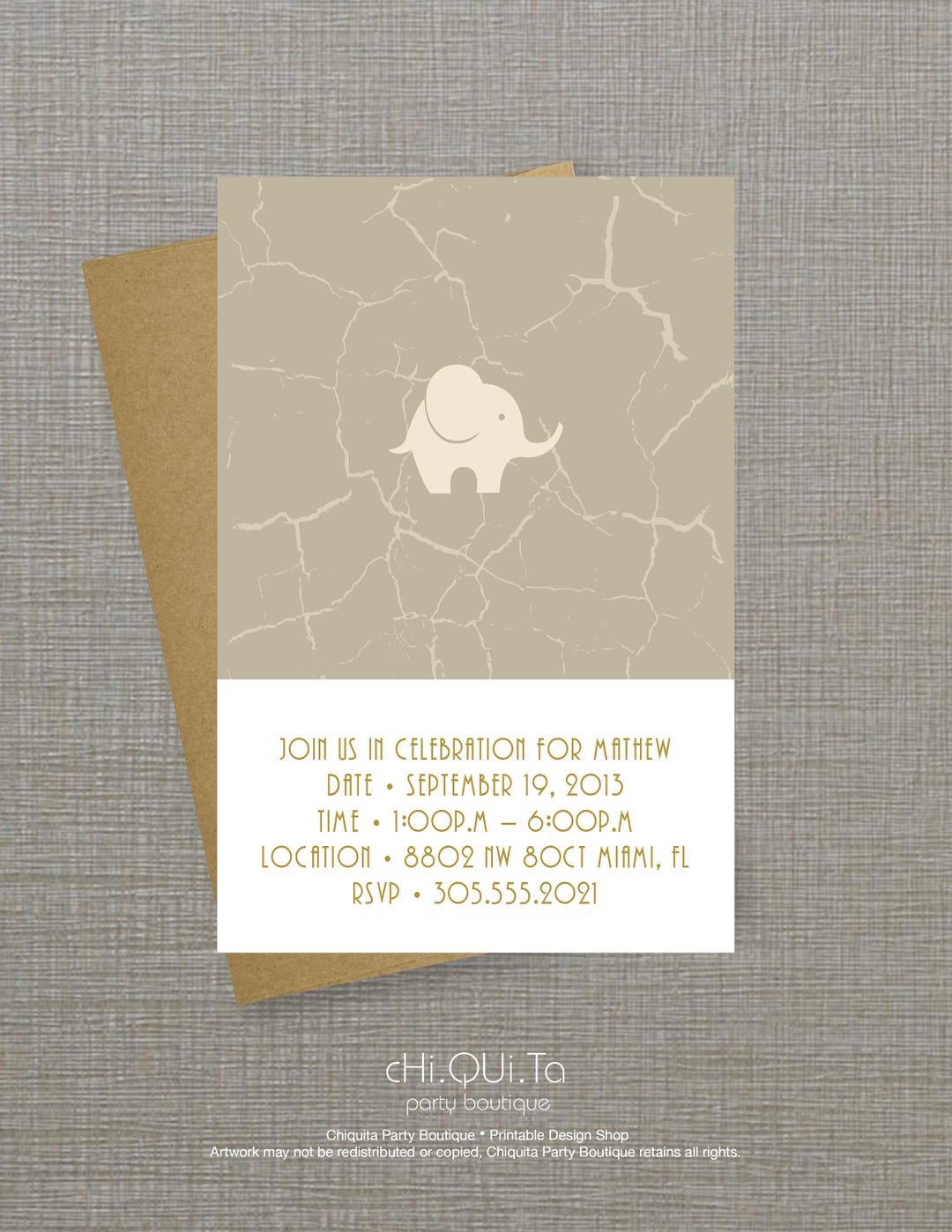 Printable Elephant Baby Shower Invitation Card (PDF) - Etsy