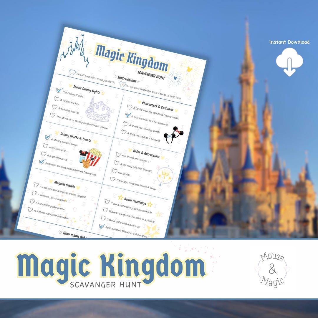 Magic Kingdom Printable Scavenger Hunt | Disney World Family Vacation ...
