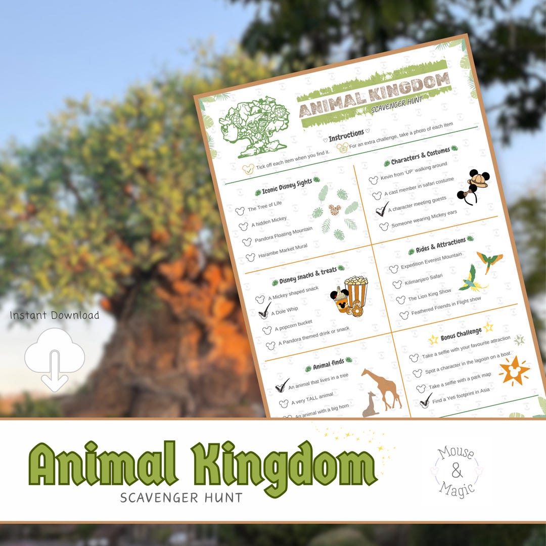 Animal Kingdom Scavenger Hunt | Printable Disney Scavenger Hunt ...