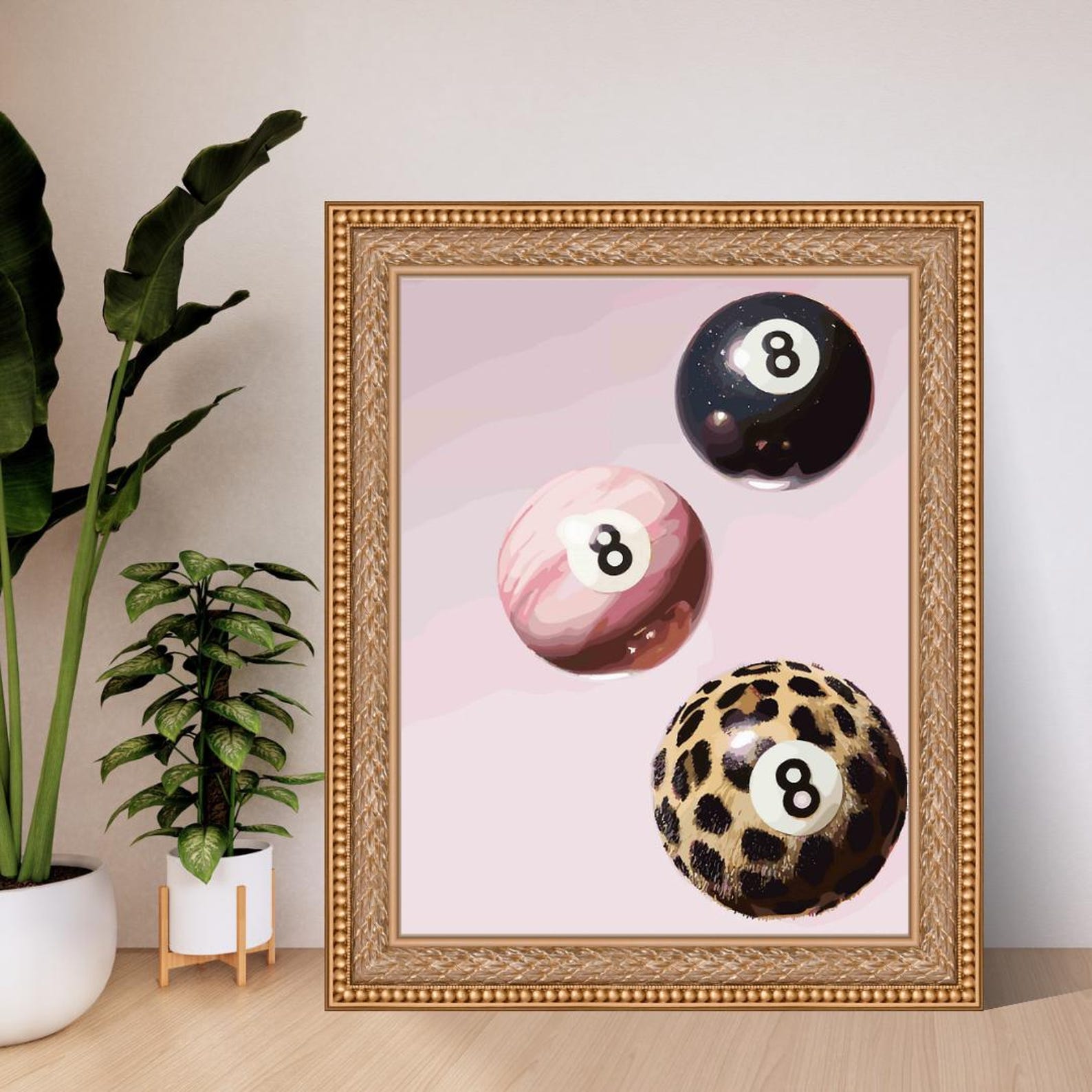 Pink Leopard Wall Art Set Black and White Gallery 6 Trendy Fashion ...