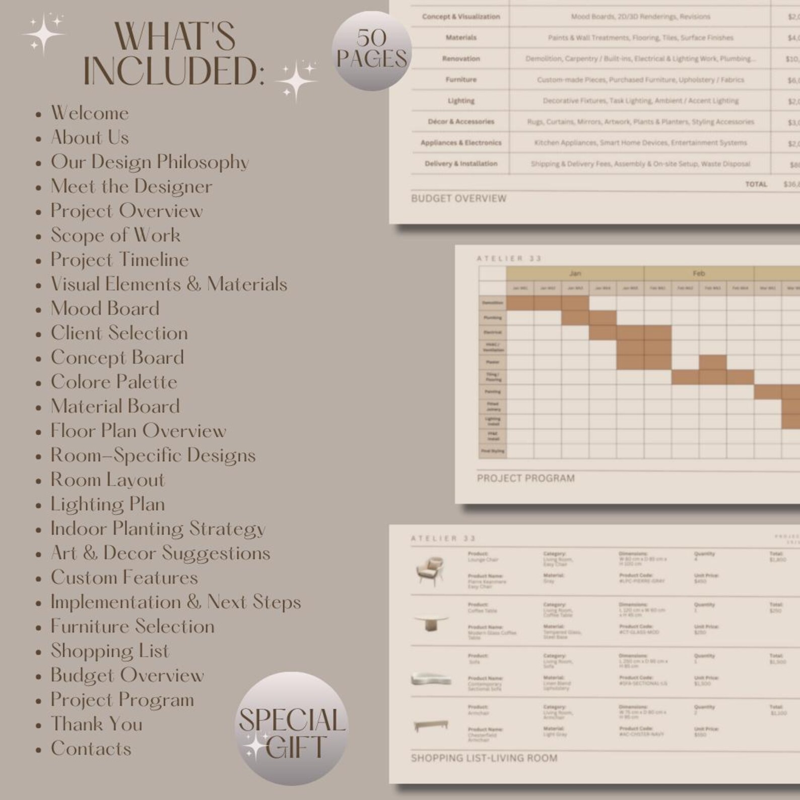 Interior Design Template Client Presentation Canva Template | Editable ...