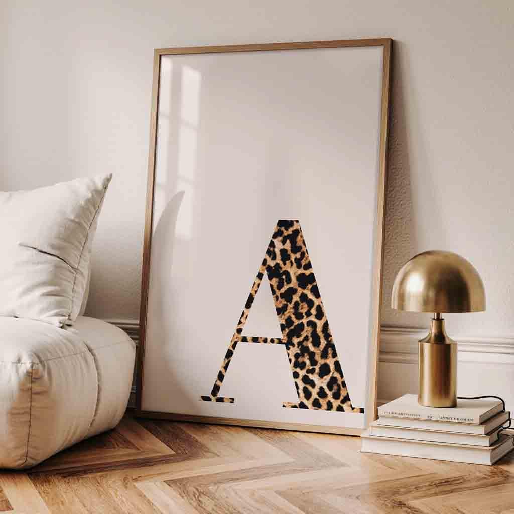 Leopard Initial Print, Initial Poster, Leopard Animal Wall Art, Chic ...