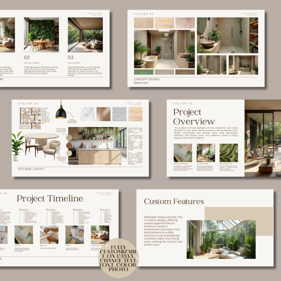 Interior Design Template Client Presentation Canva Template | Editable ...