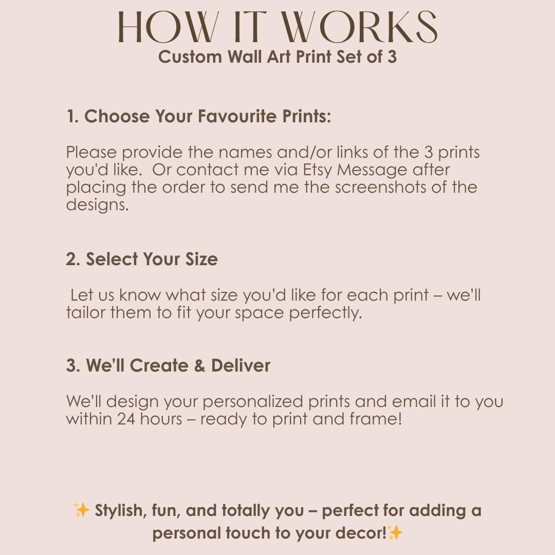 Custom 3 Digital Prints, Custom Gallery Wall Set, Trendy Print Set of 3 ...