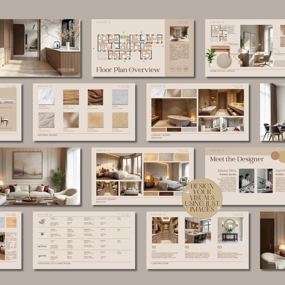 Interior Design Template Client Presentation Canva Template | Editable ...