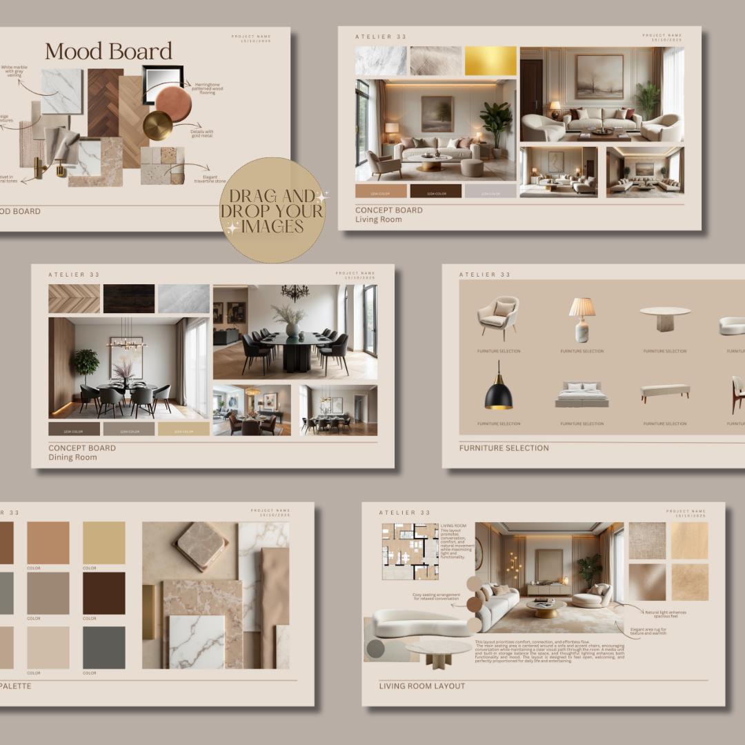 Interior Design Template Client Presentation Canva Template | Editable ...