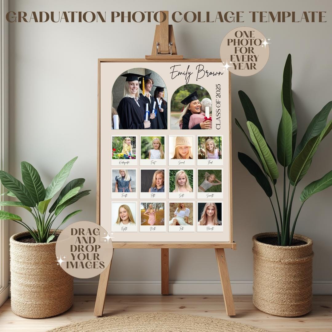 Graduation Photo Collage Template | Graduation Welcome Sign ...