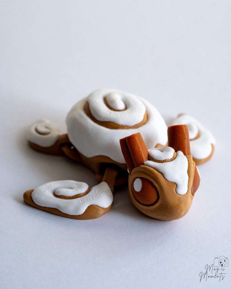 Cinnamon Swirl Turtle – 3D Printed Articulated Fidget | Cute Dessert ...