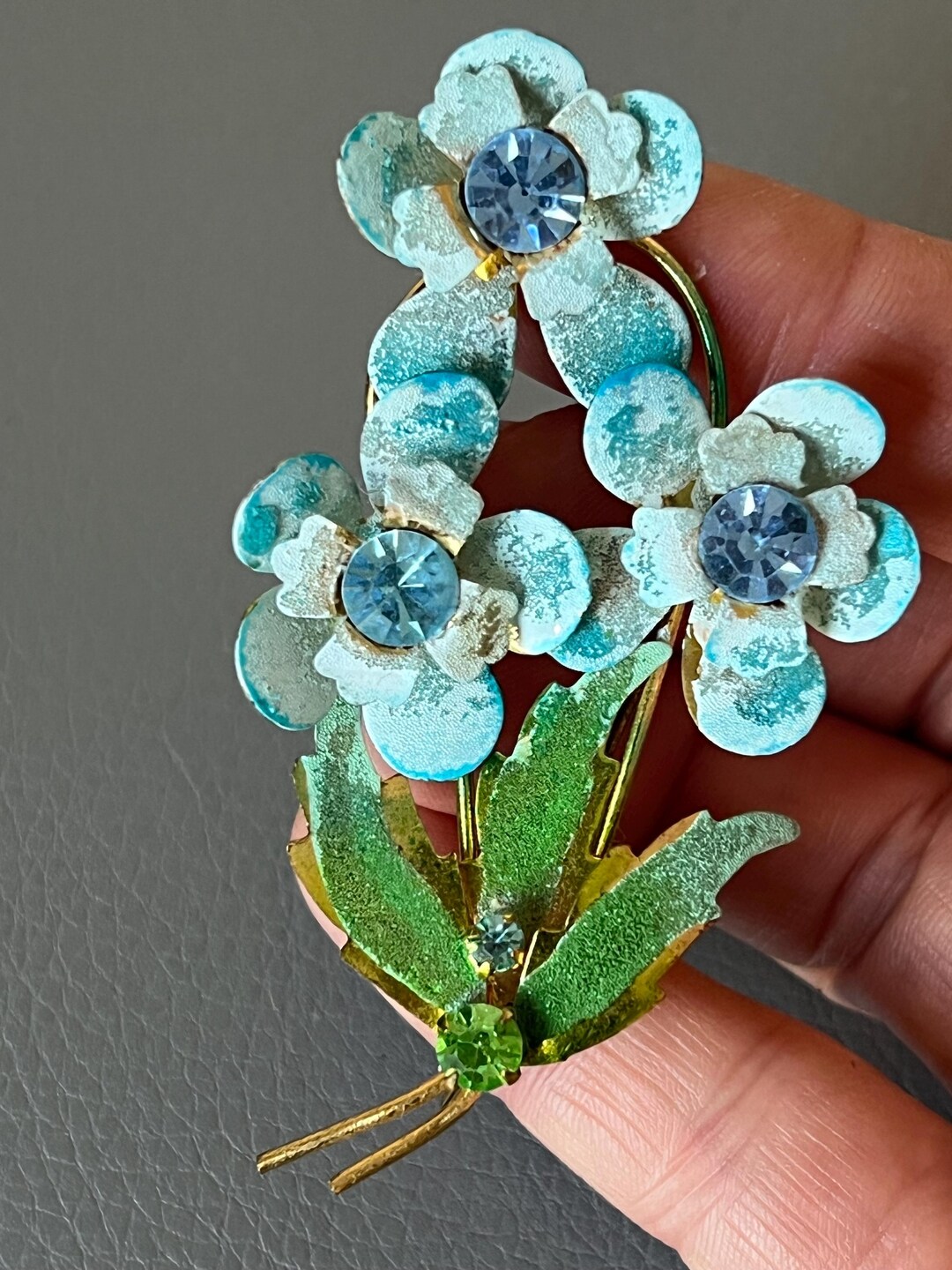 Vintage Bouquet Brooch "forget-me-nots" in Blue Shades - Etsy