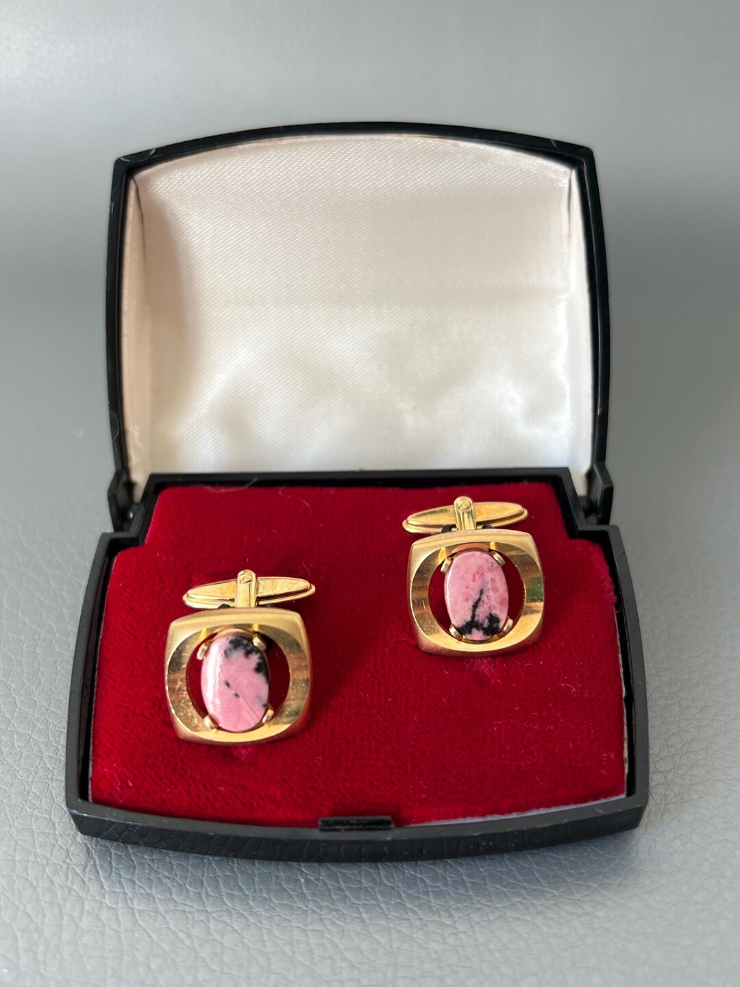 Vintage USSR Soviet Men's Gold Filled Cufflinks With Rhodonite - Etsy