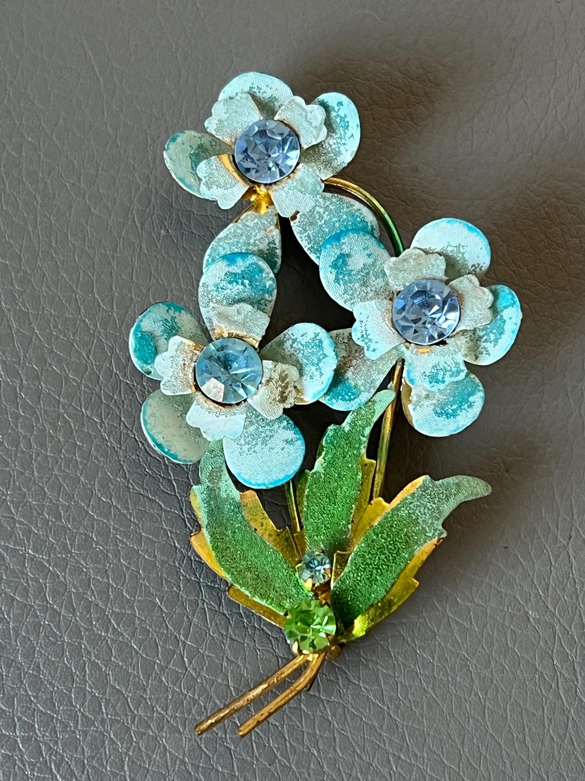 Vintage Bouquet Brooch "forget-me-nots" in Blue Shades - Etsy
