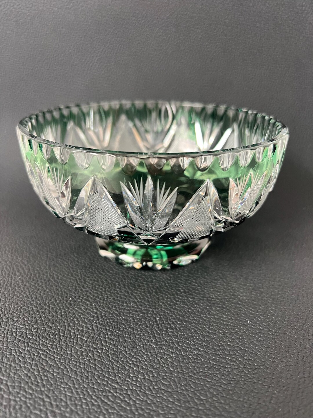 Emerald Green Lead Crystal Bowl - Etsy